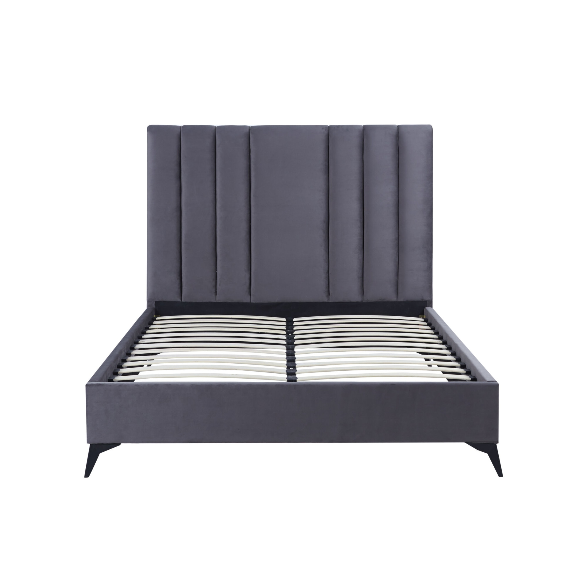 Pat Deja Vu 160x200 cm Tapitat Catifea Gri Somiera Inclusa - eMAG.ro