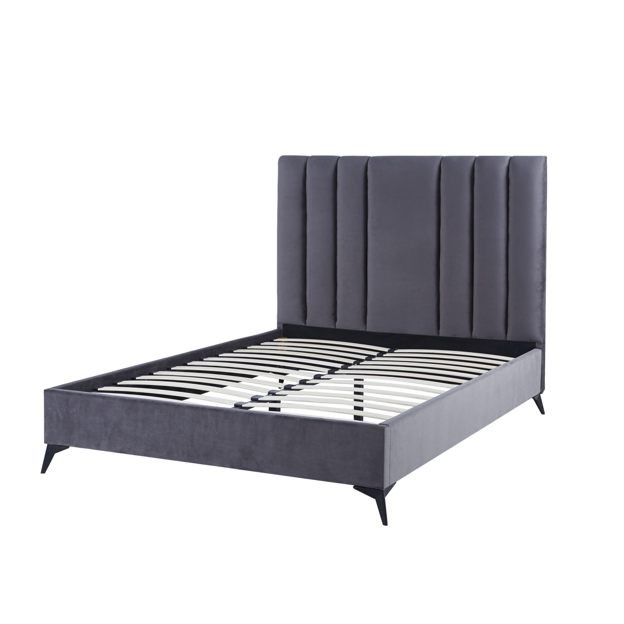 Pat Deja Vu 160x200 cm Tapitat Catifea Gri Somiera Inclusa - eMAG.ro