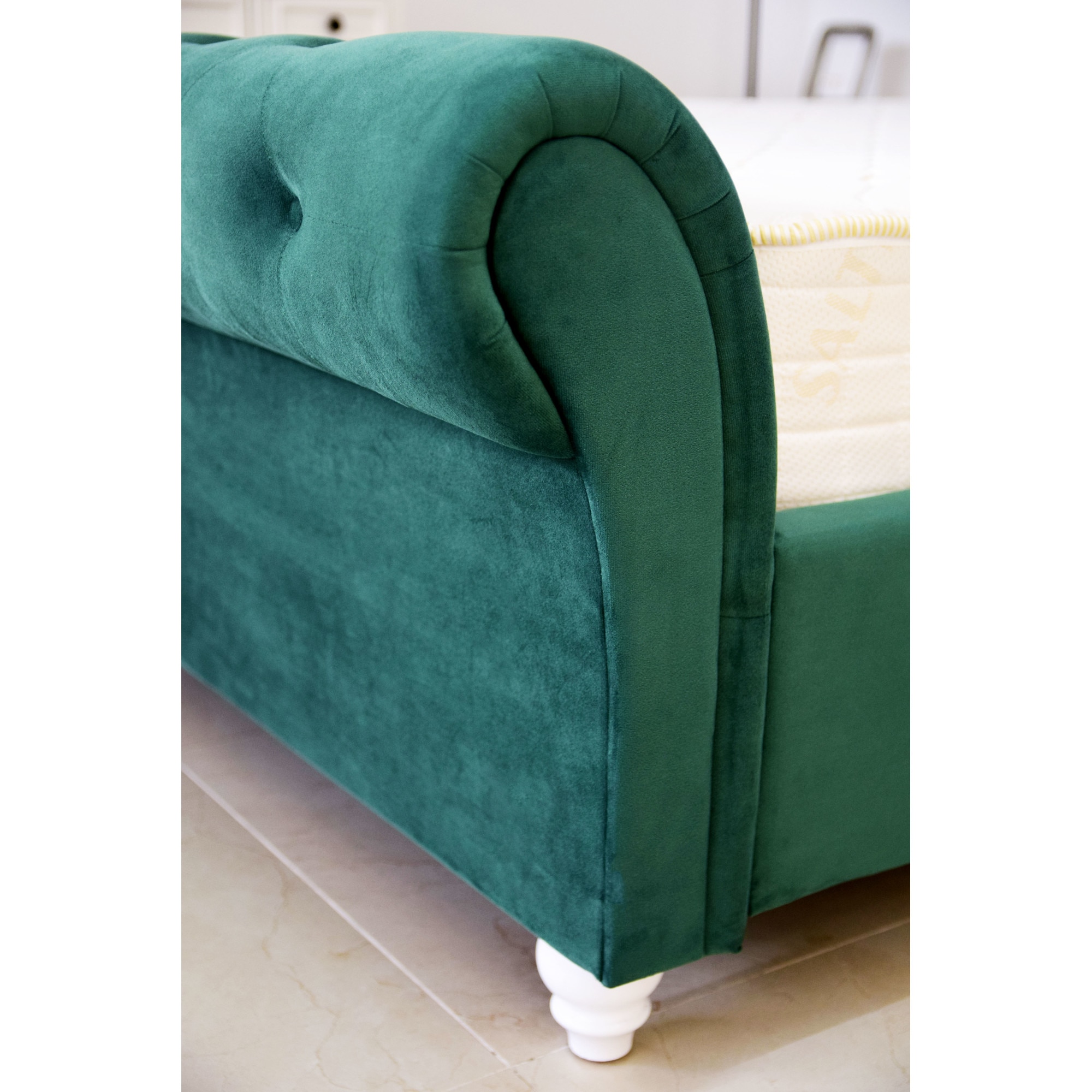 Pat Silver 160x200 cm Tapitat Catifea Verde Somiera Inclusa - eMAG.ro