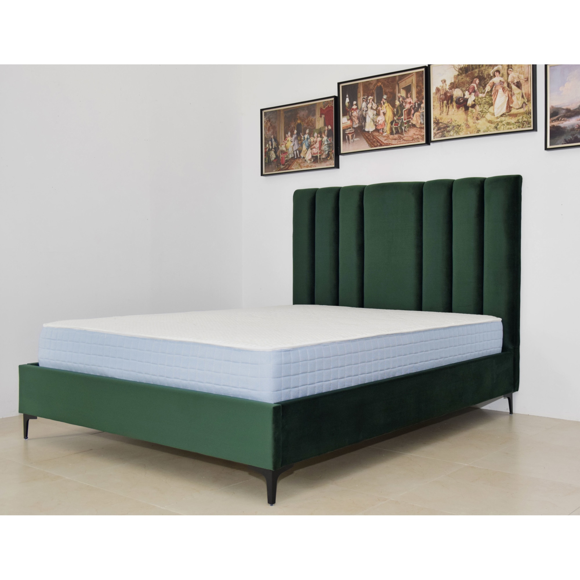 Pat Deja Vu 180x200 cm Tapitat Catifea Verde Somiera Inclusa - eMAG.ro