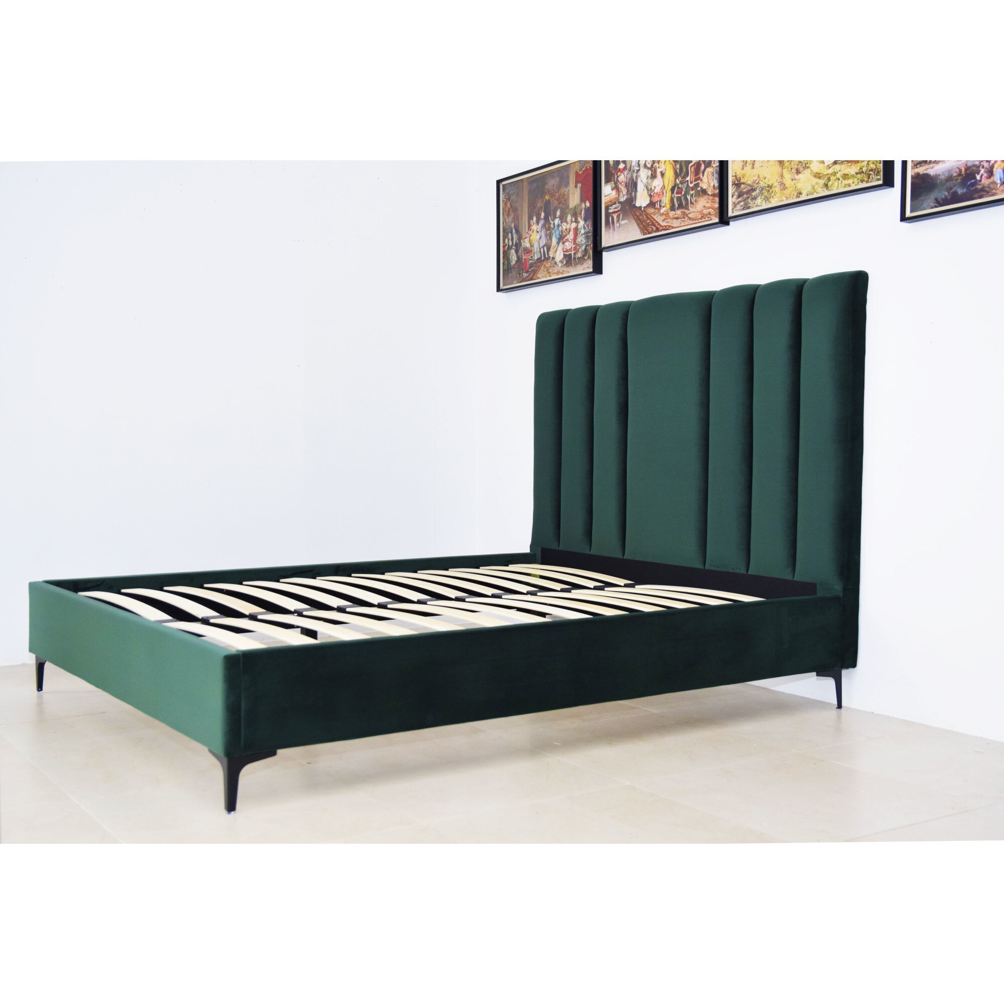 Pat Deja Vu 180x200 cm Tapitat Catifea Verde Somiera Inclusa - eMAG.ro