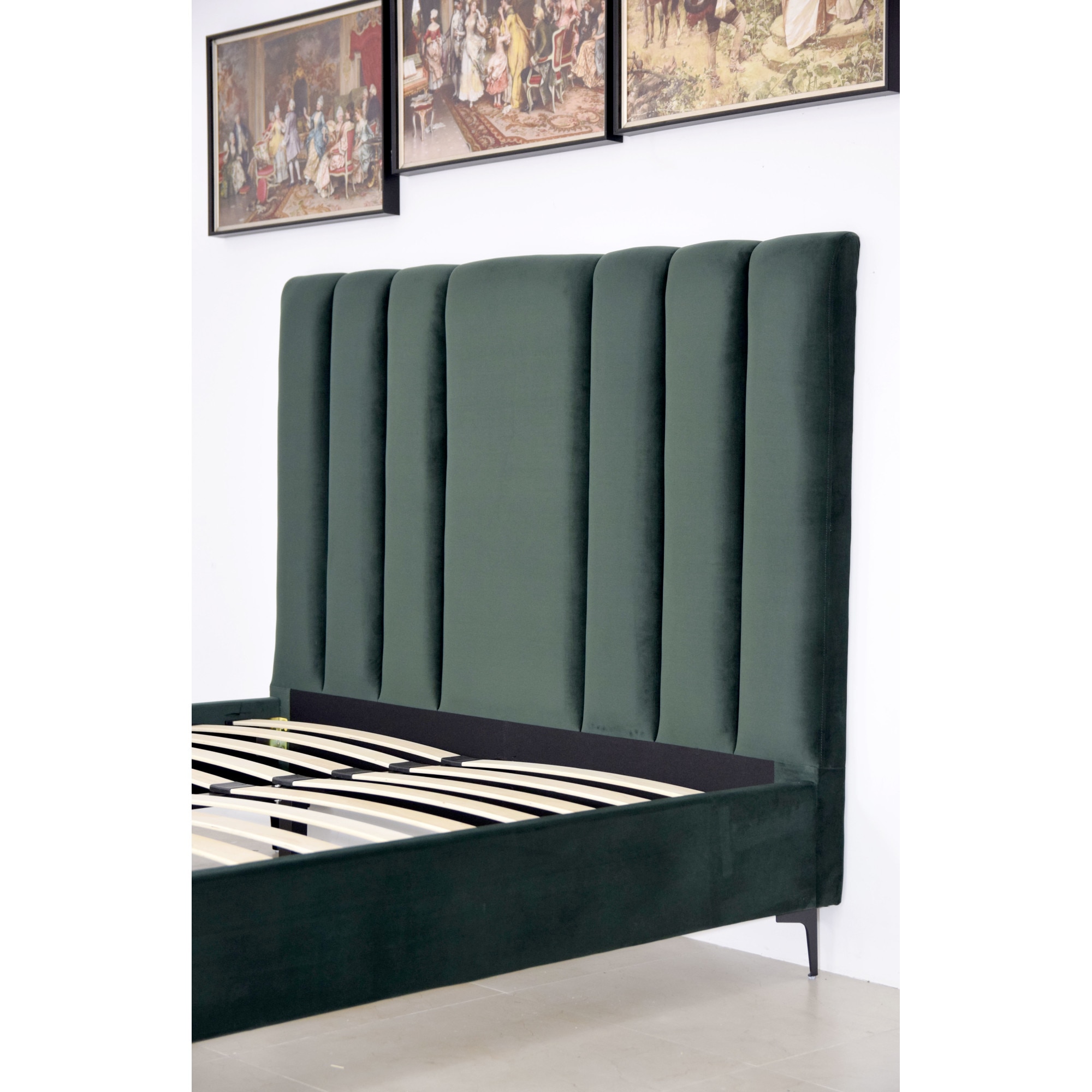 Pat Deja Vu 180x200 cm Tapitat Catifea Verde Somiera Inclusa - eMAG.ro