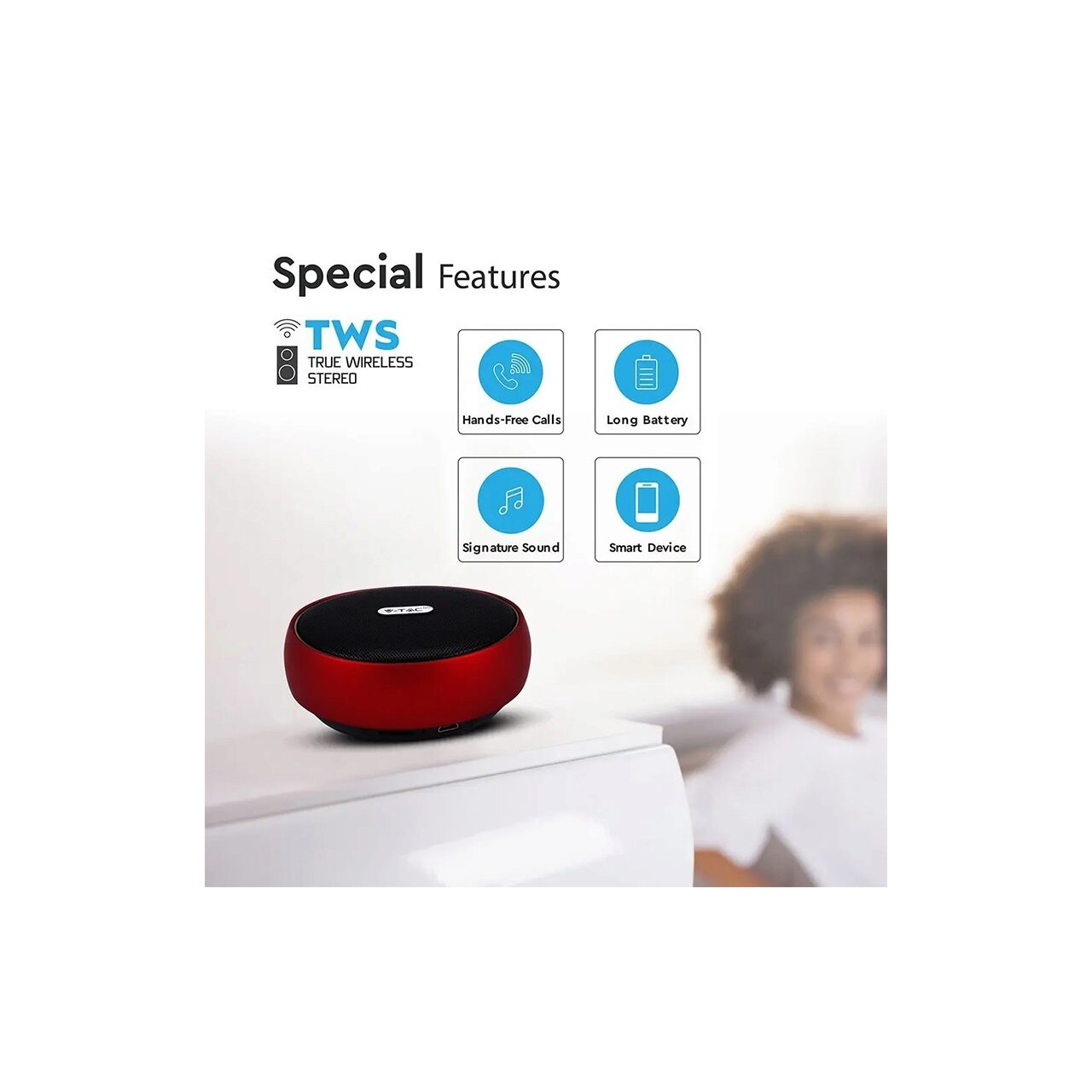 Mini-Boxa portabila Red 4 W, Bluetooth, Wireless - eMAG.ro