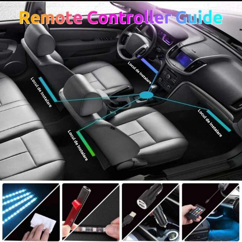 Set 2 x Iluminare Ambientala Auto Banda LED RGB Velixo®, Interior ...