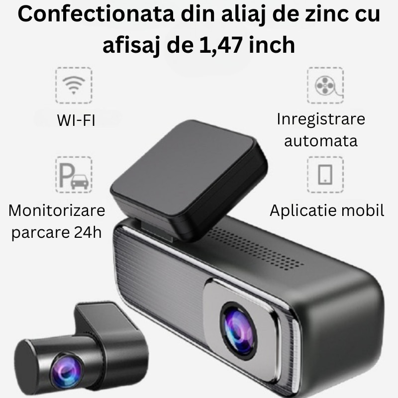 Camera auto cu ecran LCD, inregistrare HD duala 2K+1K, monitorizare la ...