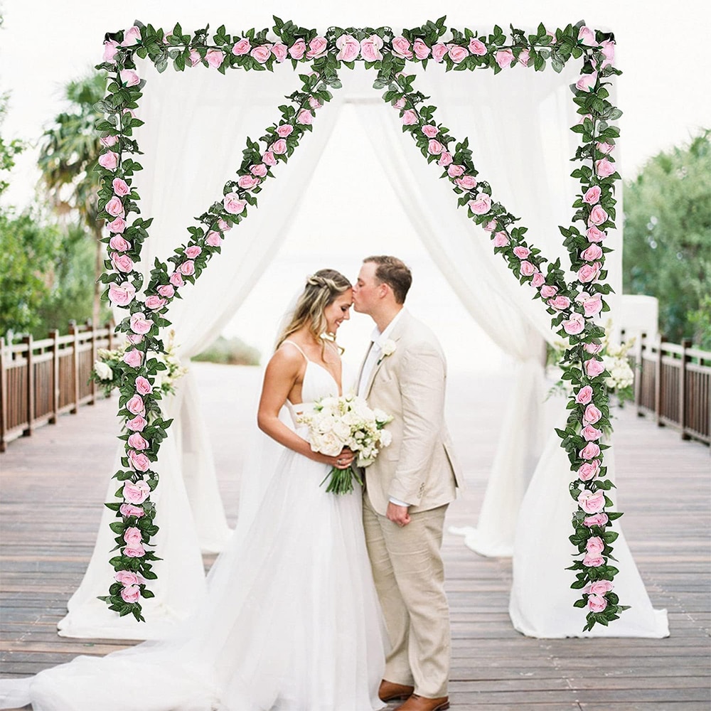 Set 2 plante artificiale, Ronyes®, Plastic, 220cm, 16 flori, Roz - eMAG.ro