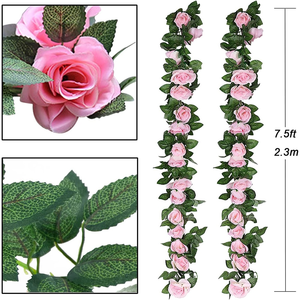 Set 2 plante artificiale, Ronyes®, Plastic, 220cm, 16 flori, Roz - eMAG.ro