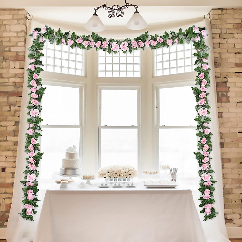 Set 2 plante artificiale, Ronyes®, Plastic, 220cm, 16 flori, Roz - eMAG.ro