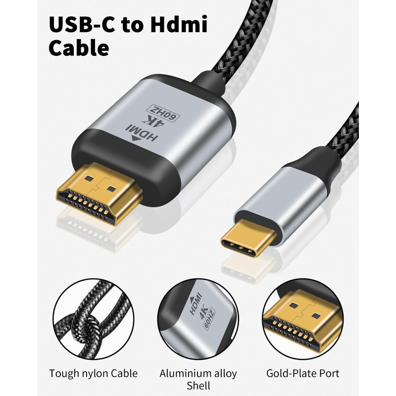Cablu USBC HDMI, Aisdelu®, Rj45, 4K@60Hz, Ultra HD, 1.8M - eMAG.ro