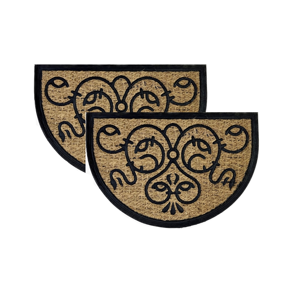 Pachet 2 x Covoras intrare usa, fibra cocos si cauciuc, semicerc ...