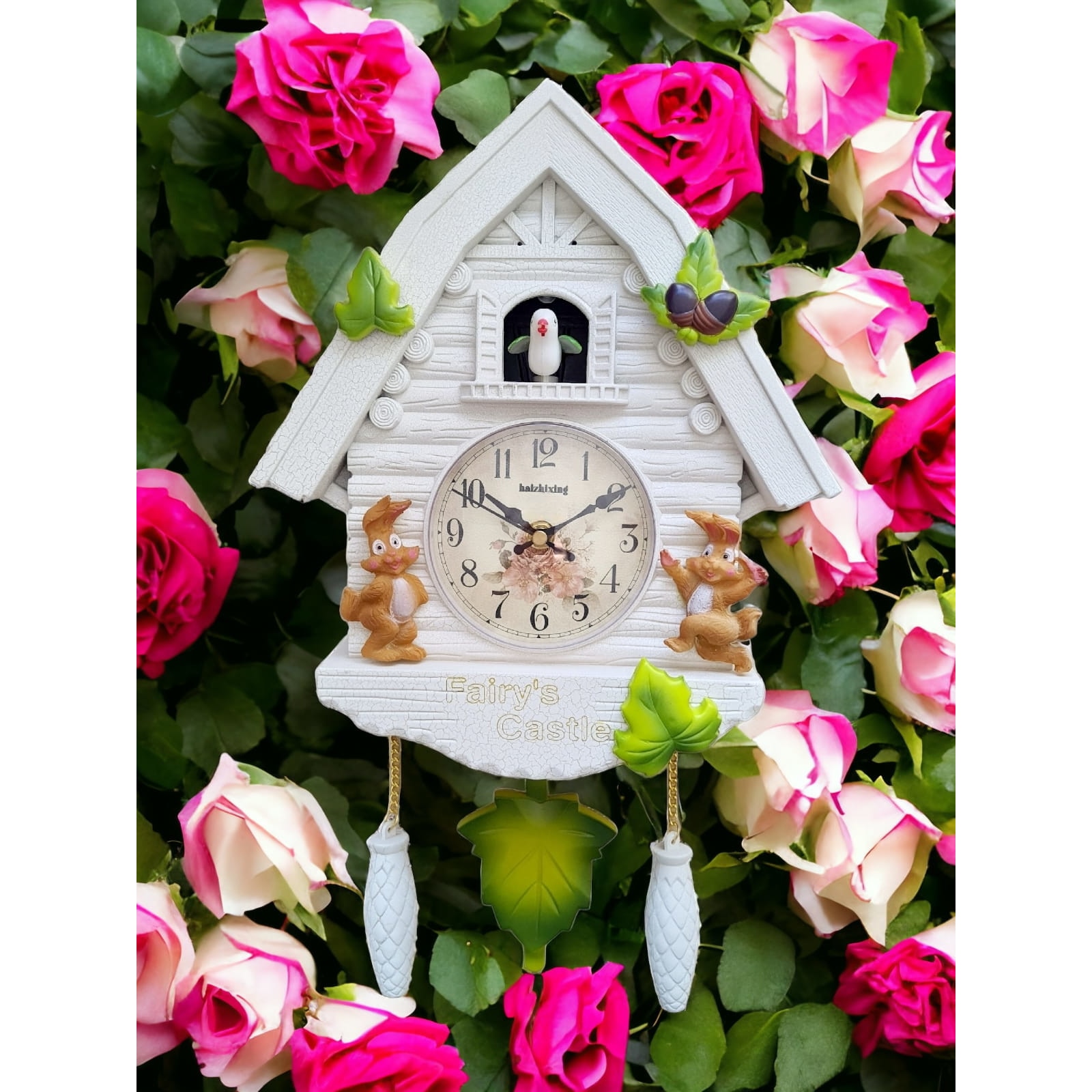 Ceas perete alb cu cuc, 48 cm - eMAG.ro