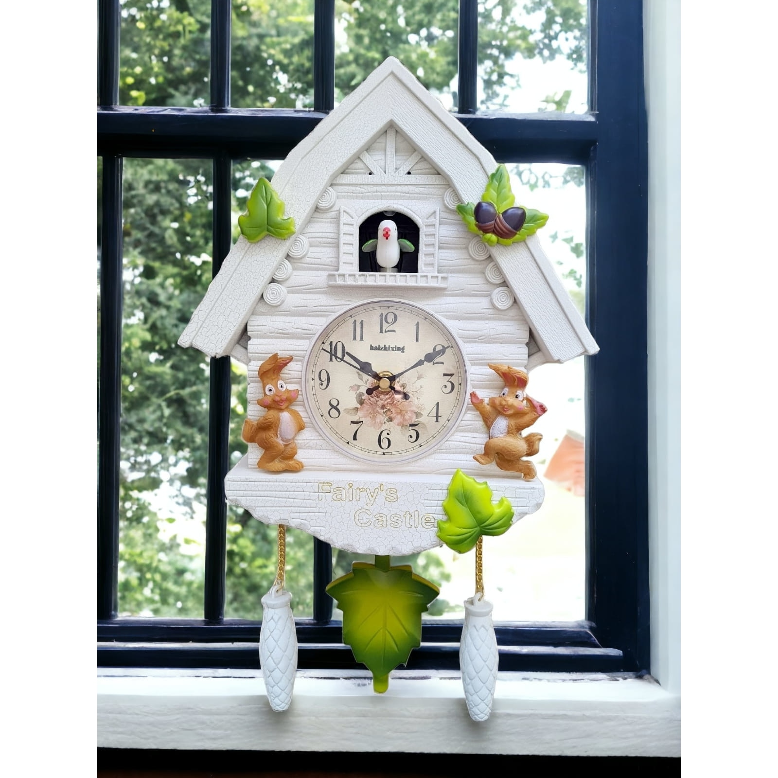 Ceas perete alb cu cuc, 48 cm - eMAG.ro