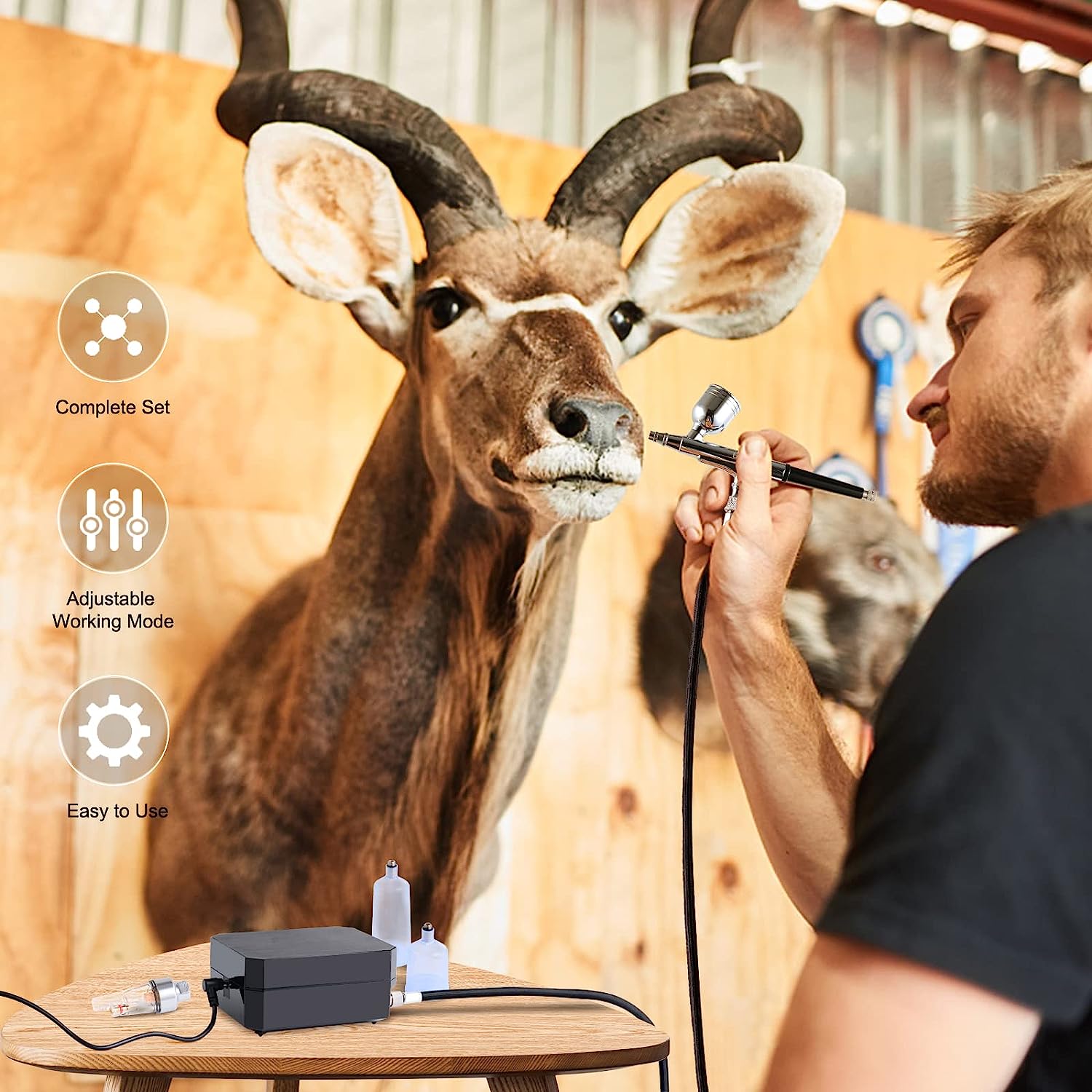 Airbrush Mini Compressor Kit, Airbrush с дюза 0.2, 0.3 и 0.5 mm ...