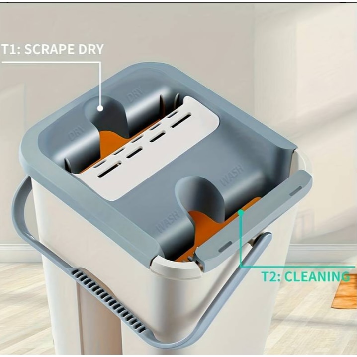 Set Galeata cu Storcator si Mop SUPER TRENDS®, 2 Cuve Pentru Spalare si ...