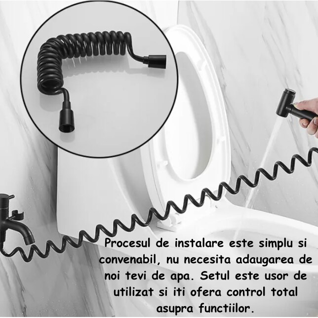 Set de dus de tip bideu cu pulverizator de apa si robinet pentru ...
