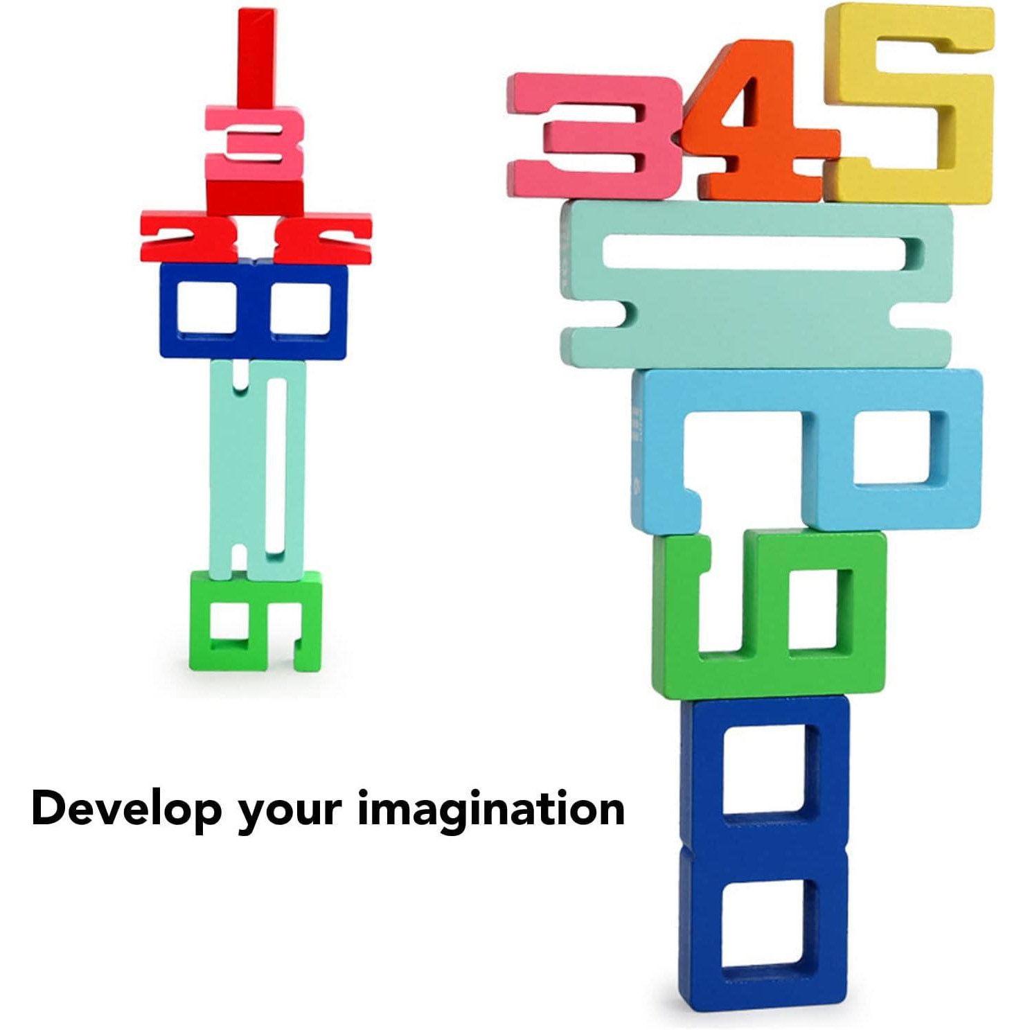 Joc Montessori educativ si creativ din lemn, Number Blocks, cu cifre de ...