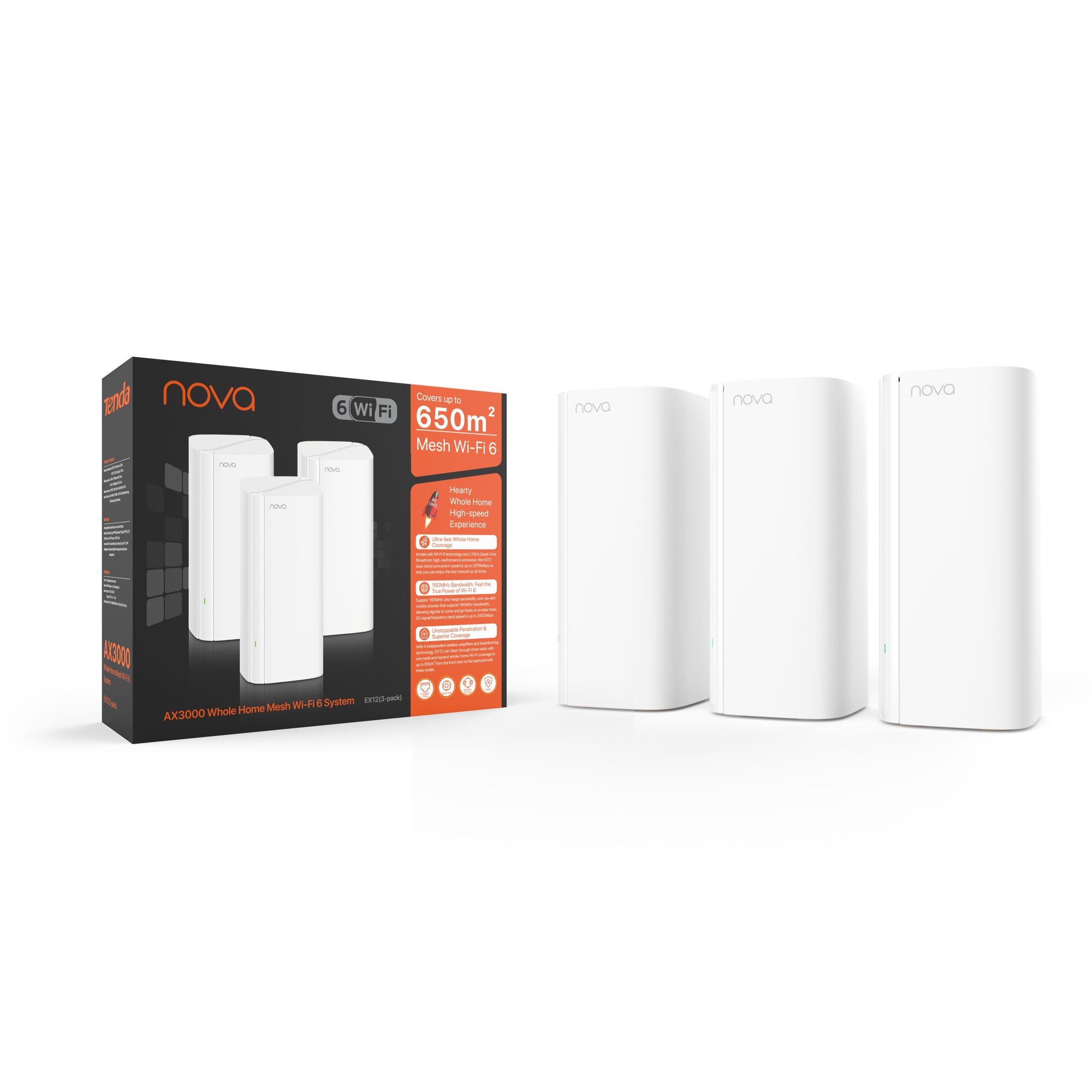 Sistem mesh pentru intreaga casa Tenda EX12 3 pack. Wi-Fi 6E Gigabit ...