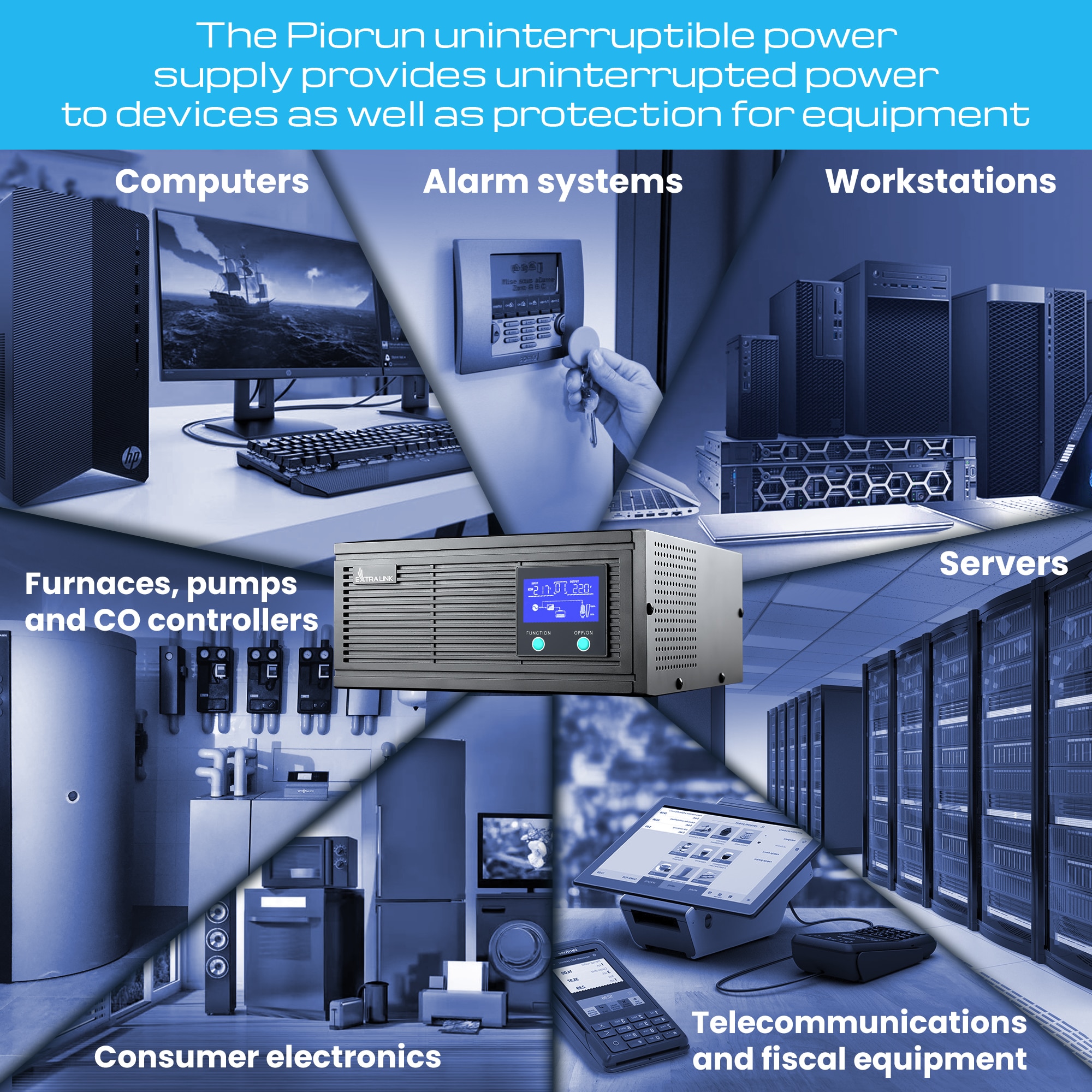 Piorun Pure Sine Wave Inverter, Extralink, ABS/Fém, 2000VA, 1600W ...