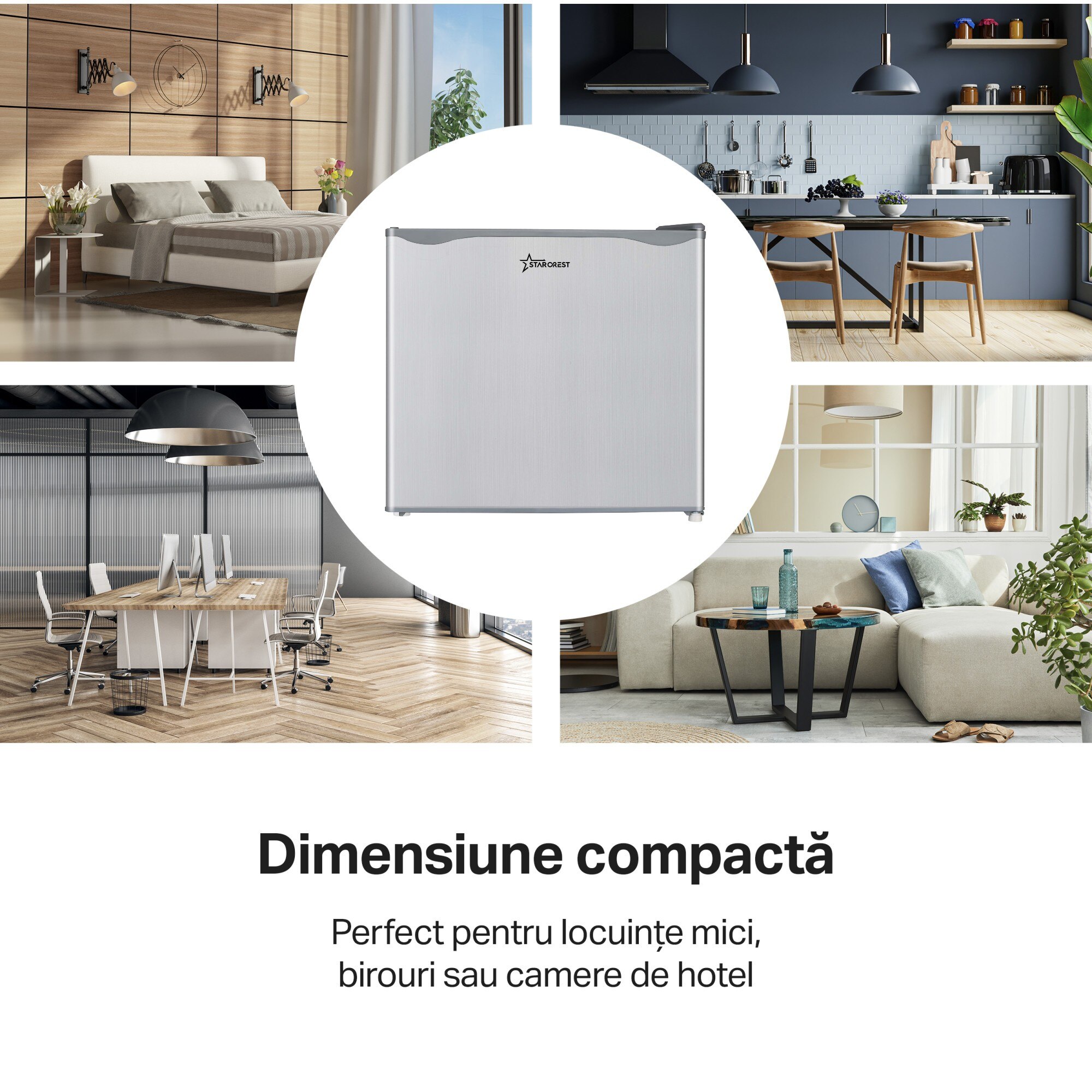 Frigider minibar STARCREST SMB-46SLV, 46 l, Clasa F, H 49.5 cm, Gri ...