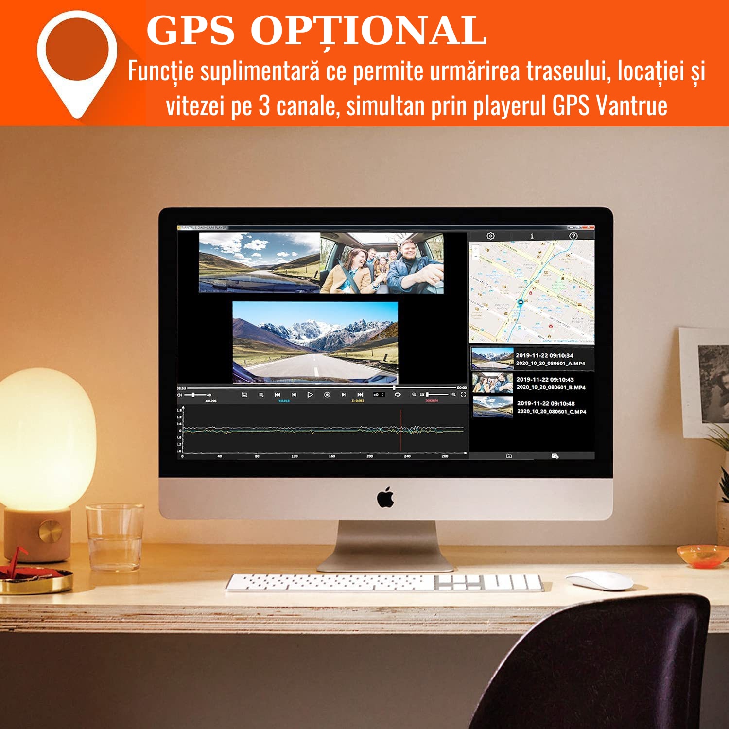 Camera auto cu inregistrari multiple de inalta definitie din trei ...