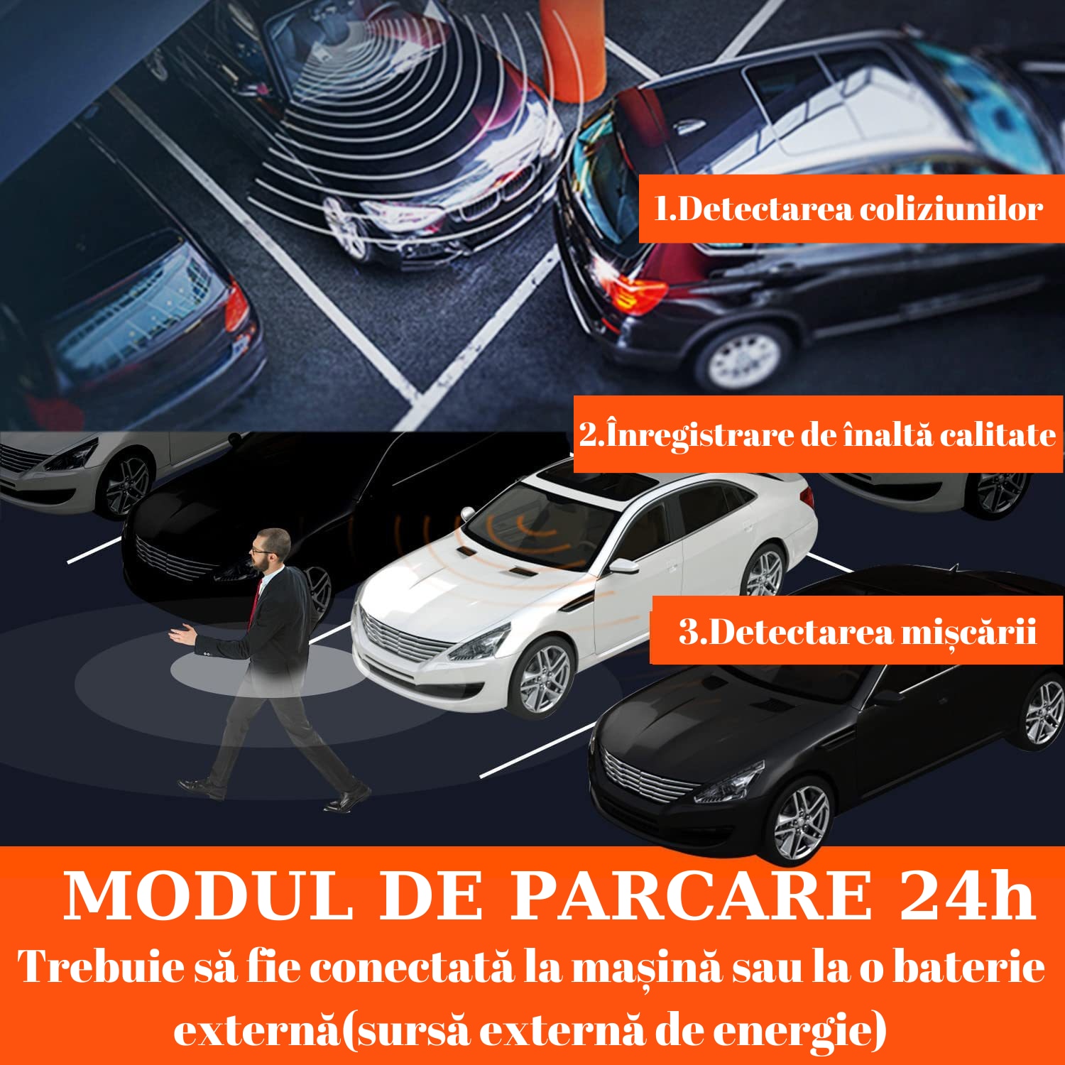 Camera auto cu inregistrari multiple de inalta definitie din trei ...