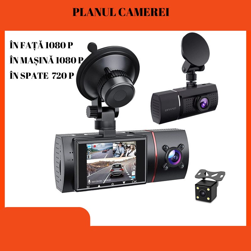Camera auto cu inregistrari multiple de inalta definitie din trei ...