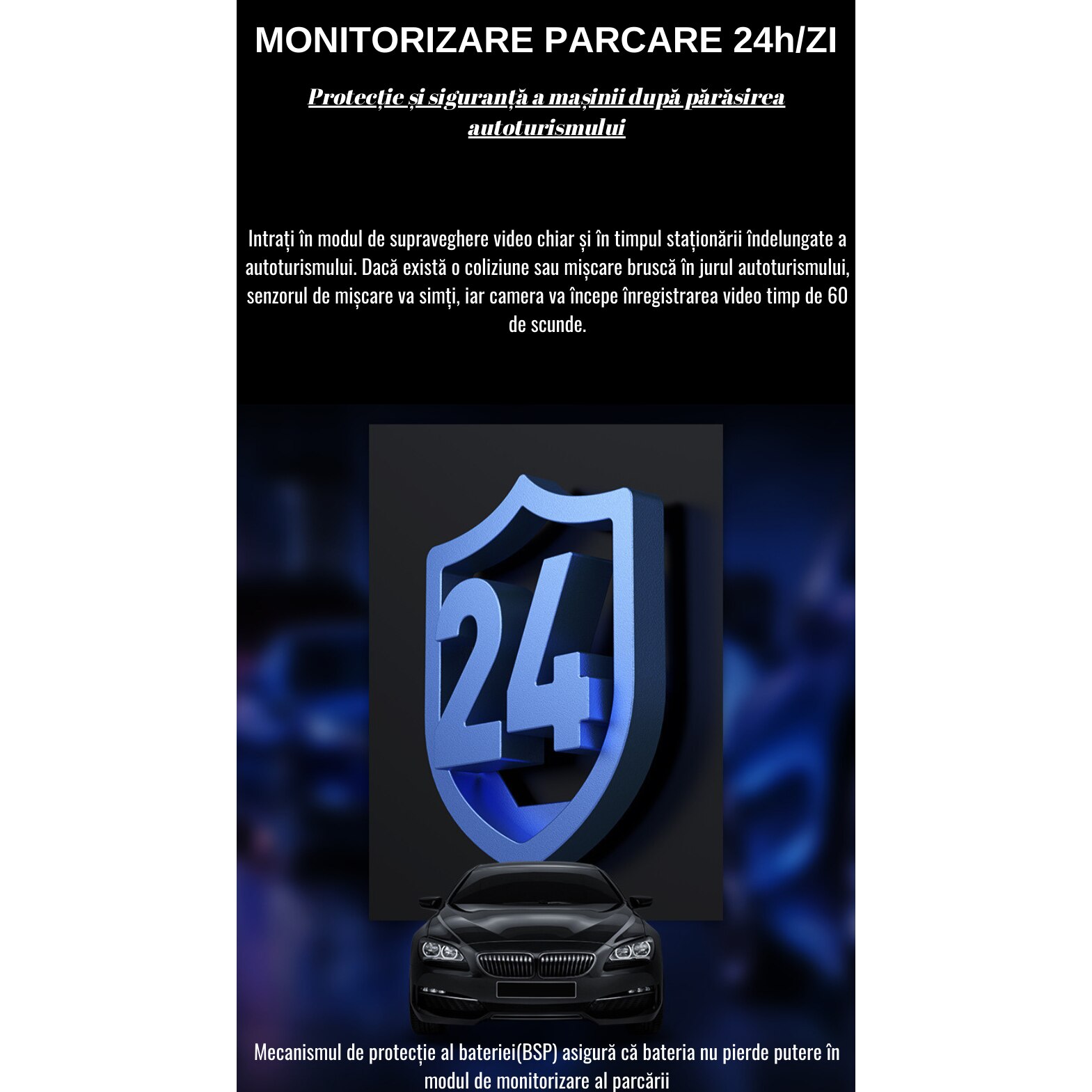 Camera auto cu inregistrari multiple de inalta definitie din trei ...