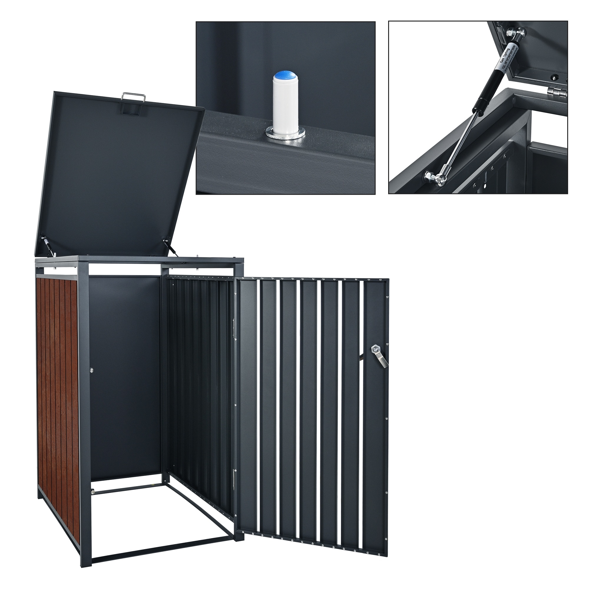 Cutie metalica de gunoi, ML-Design, antracit, 68 x 80 x 116, 3 cm, otel ...