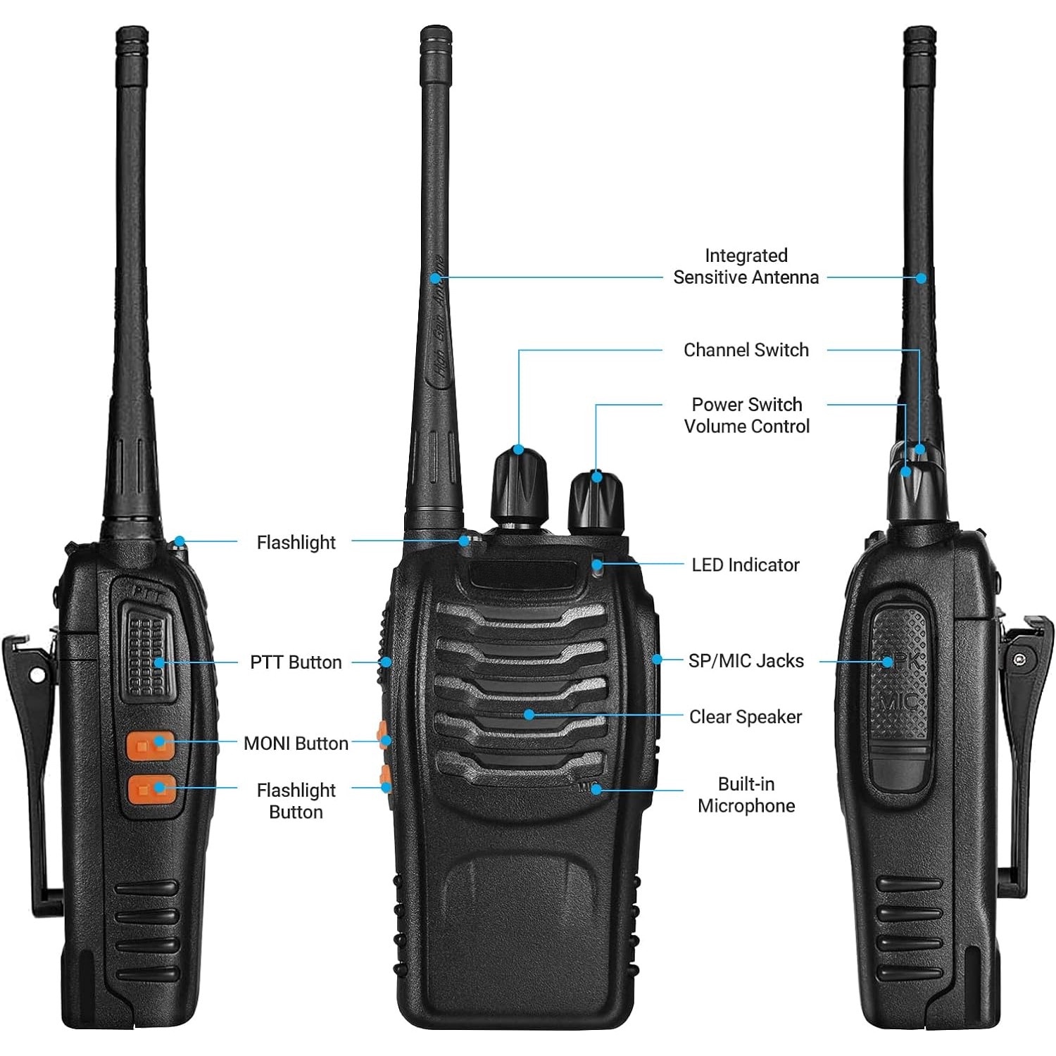 Set 2x statii radio portabile BF-888S, MOSMAOO®, Walkie Talkie ...