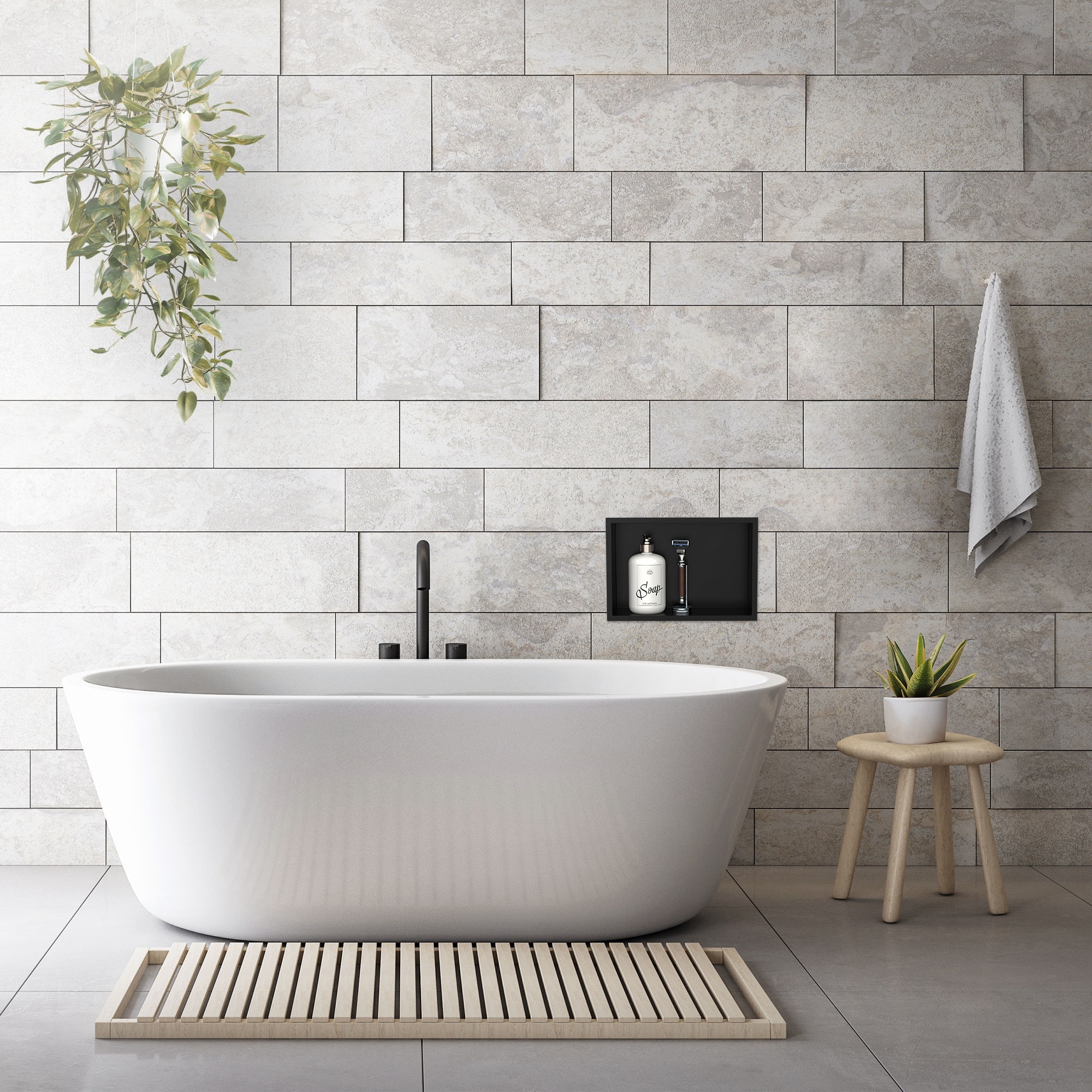 Душ ниша LuxeBath, неръждаема стомана, черна, лесна за почистване ...