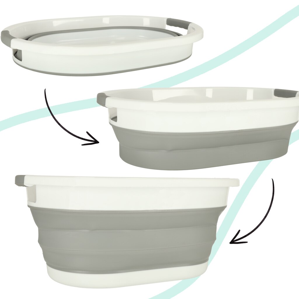 Lighean pliabil pentru rufe din silicon, cu manere, 25 L, 54x39x24 cm ...