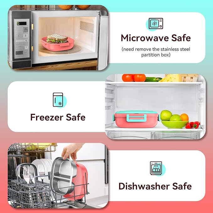 Caserola termica, copii, pentru pranz, 3 compartimente, 550 ml, inox ...