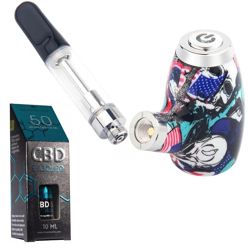 Set Vape Pipe si e-lichid, RealCannabis, Multicolor - eMAG.ro