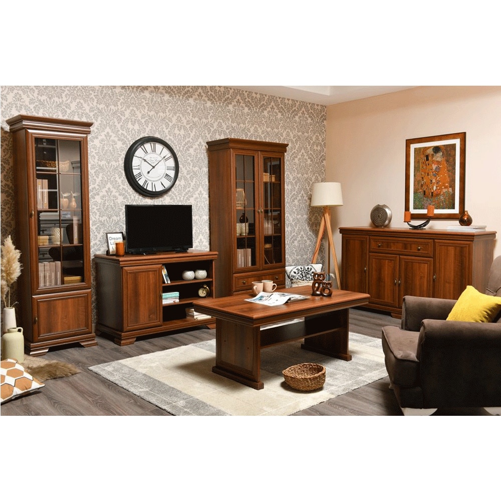 Vitrina living VMW1, 2 usi, 4 polite, Nuc, 58 x 40 x 193 cm - eMAG.ro