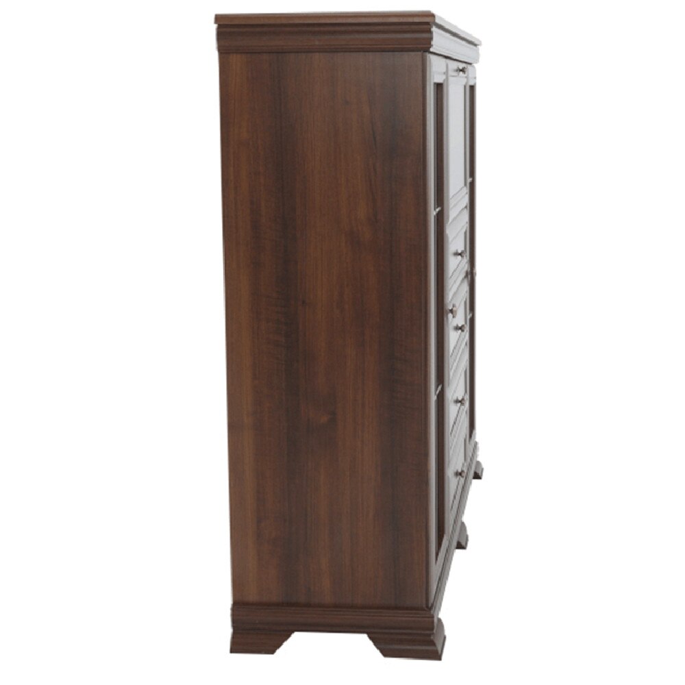 Vitrina living VM7, 3 usi, 4 sertare, Nuc, 158 x 46 x 136 cm - eMAG.ro
