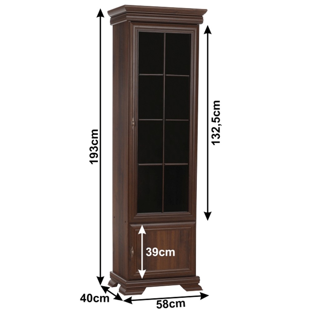 Vitrina living VMW1, 2 usi, 4 polite, Nuc, 58 x 40 x 193 cm - eMAG.ro