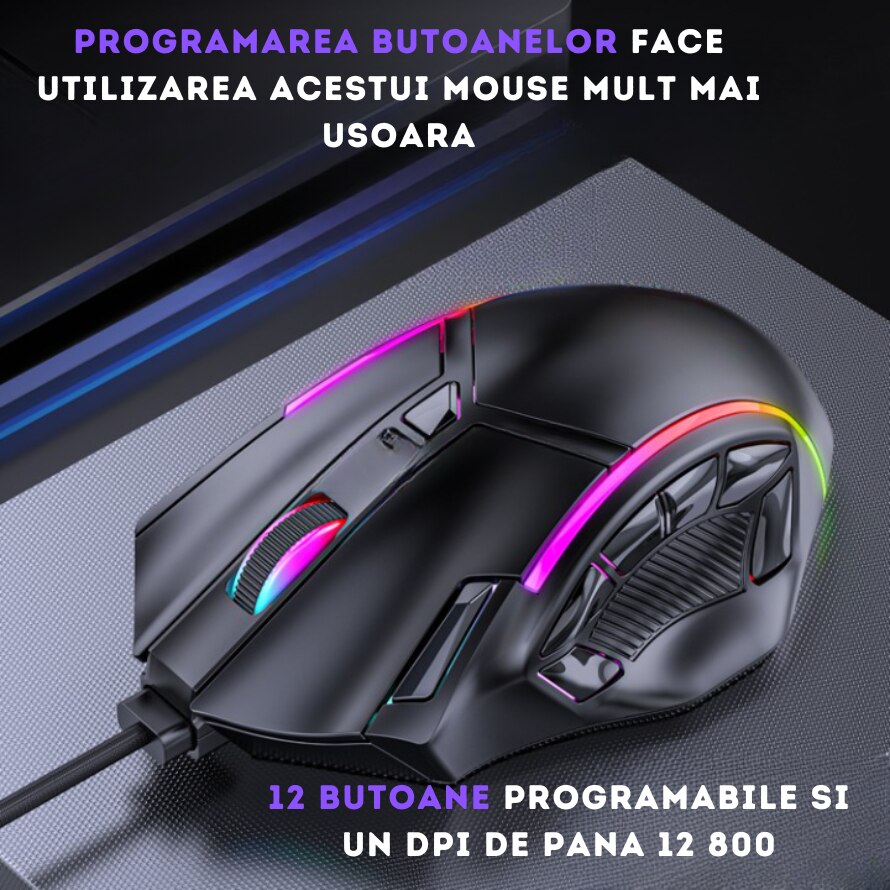 Mouse Profesional RGBZ, pentru Gaming & Office NETSTAT®, 1000-12k Dpi 6 ...