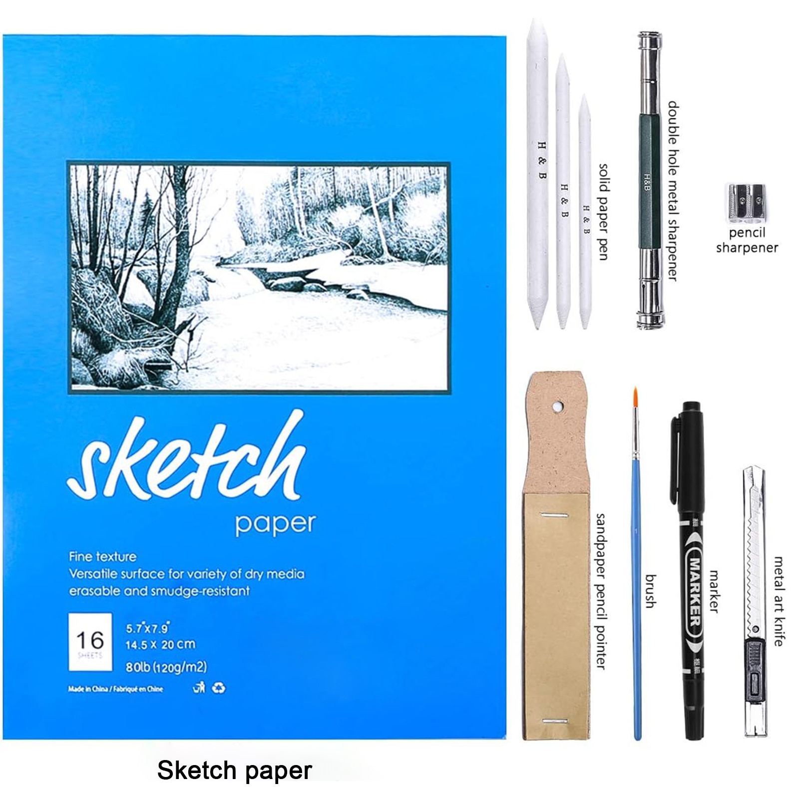 Set profesional de creioane colorate cu accesorii pentru desen si ...