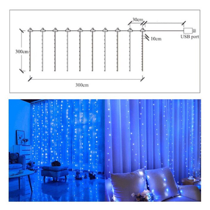 Instalatie De Craciun SIKS, 3 M X 3 M, Model Plasa USB, 8 Moduri, 300 ...