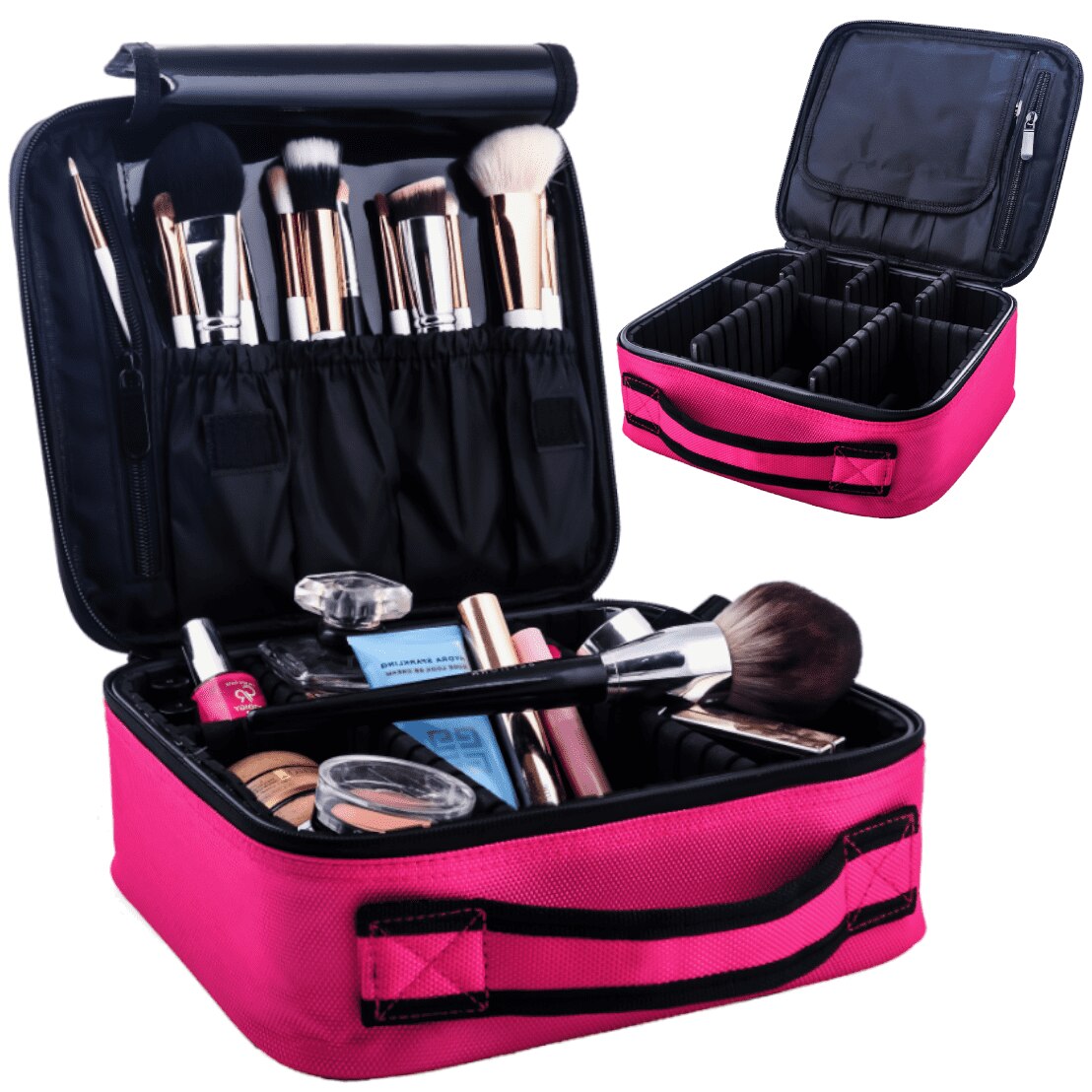 Geanta pentru cosmetice, cu compartimente, roz - eMAG.ro