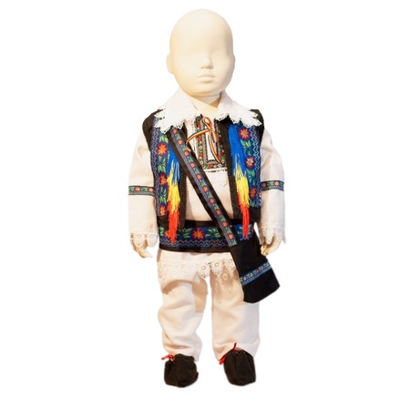Costum traditional maramuresean, bumbac/poliester, baietei, 0-3 luni, 3 ...