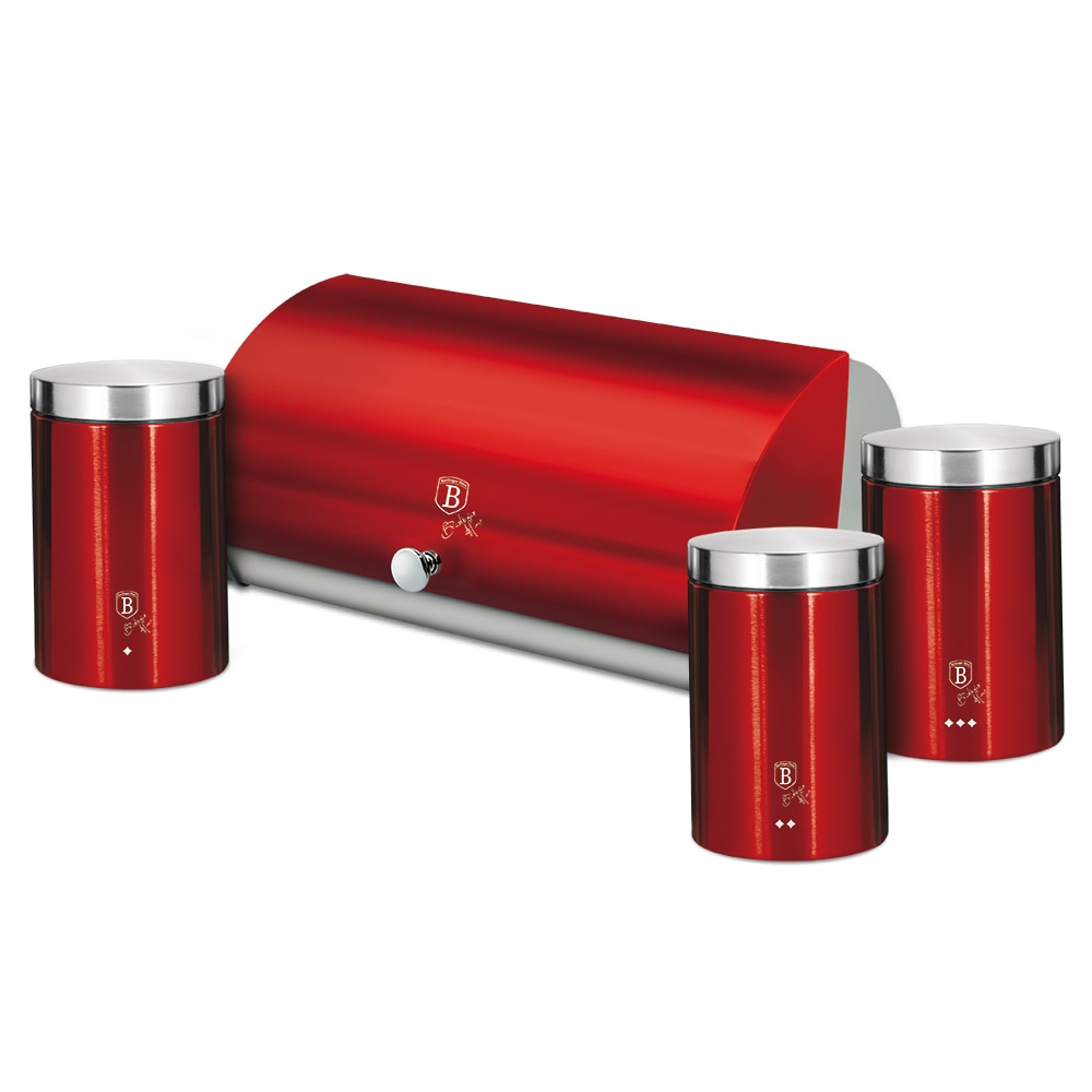 Set cutie paine si 3 recipiente bucatarie Burgundy Edition Berlinger ...