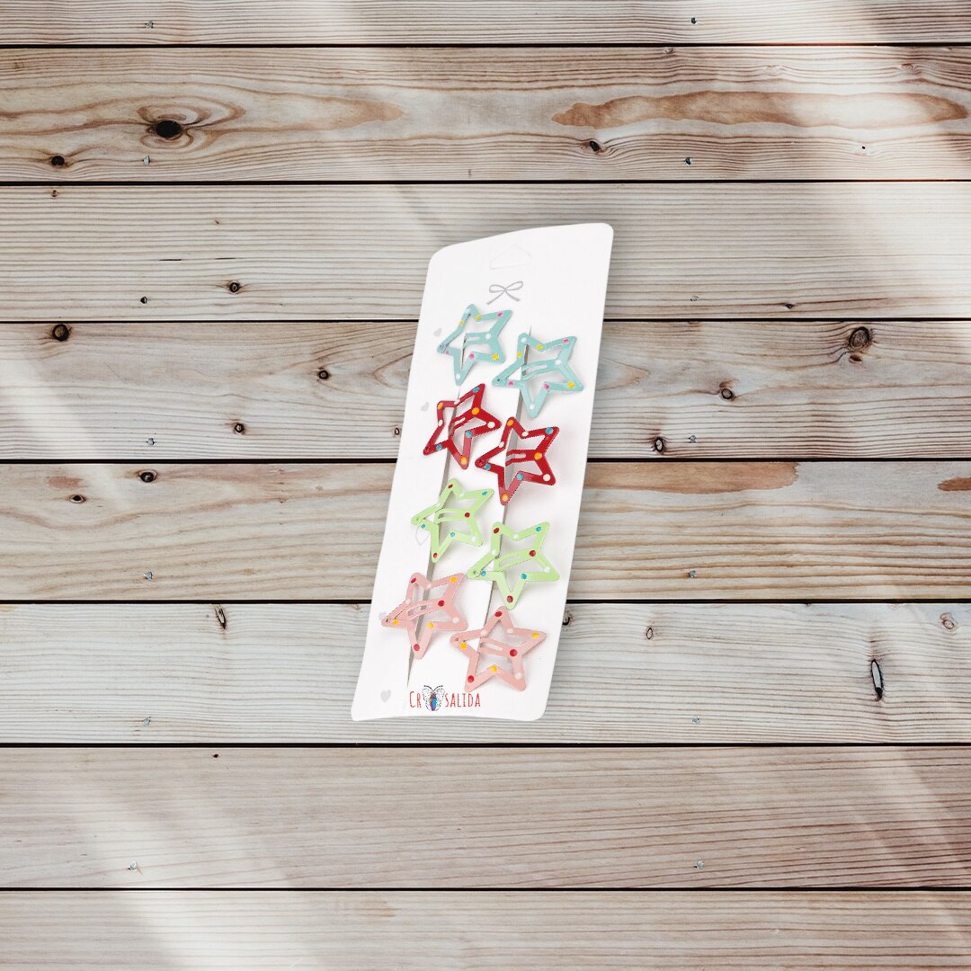 Set 8 agrafe pentru par, dimensiune 32 mm, Stelute colorate 2 - eMAG.ro