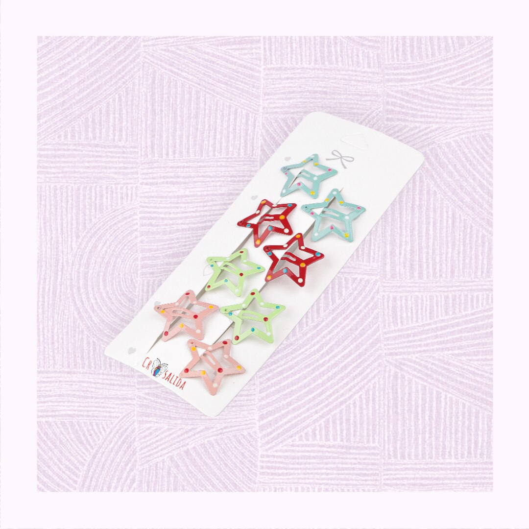 Set 8 agrafe pentru par, dimensiune 32 mm, Stelute colorate 2 - eMAG.ro