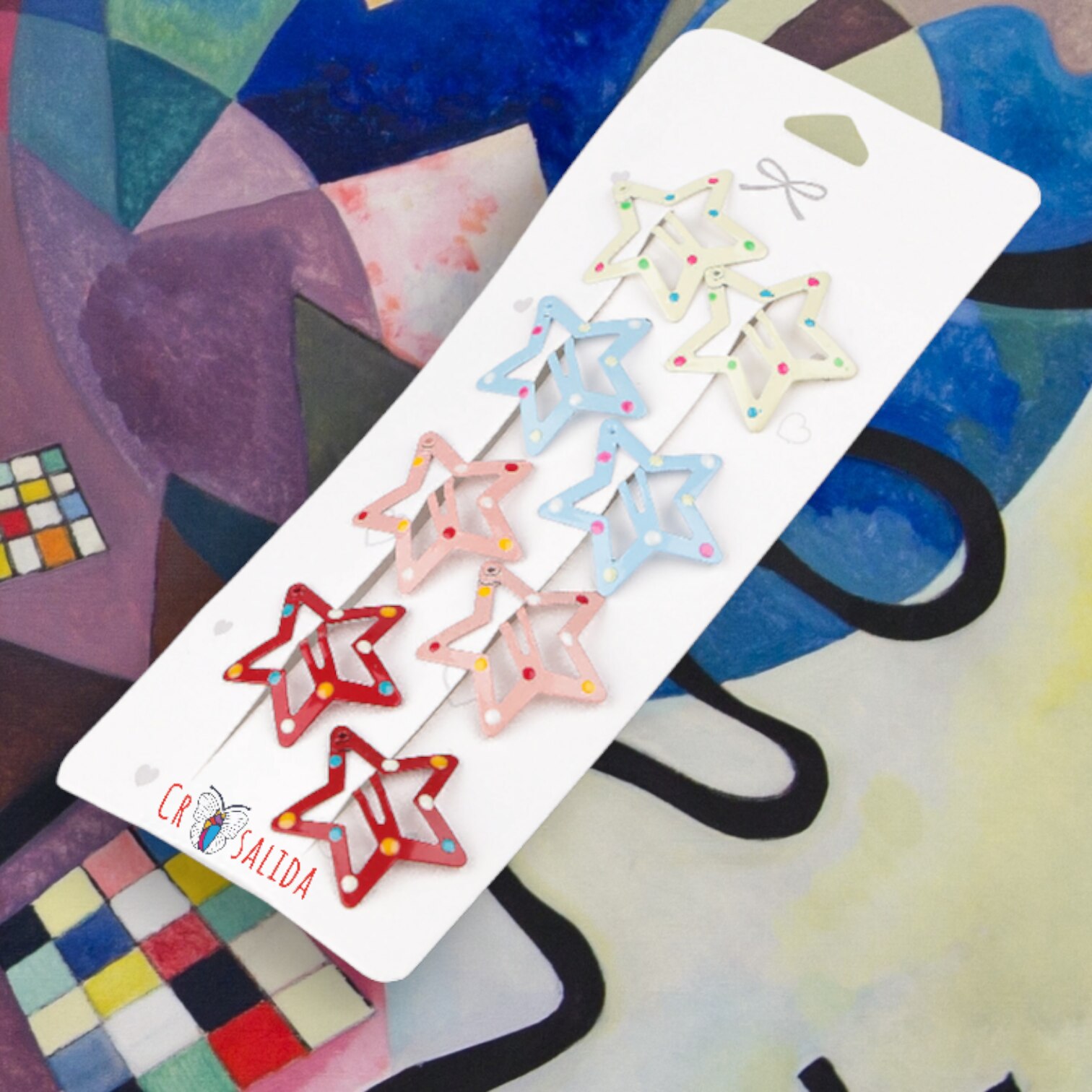 Set 8 agrafe pentru par, dimensiune 32 mm, Stelute colorate 3 - eMAG.ro