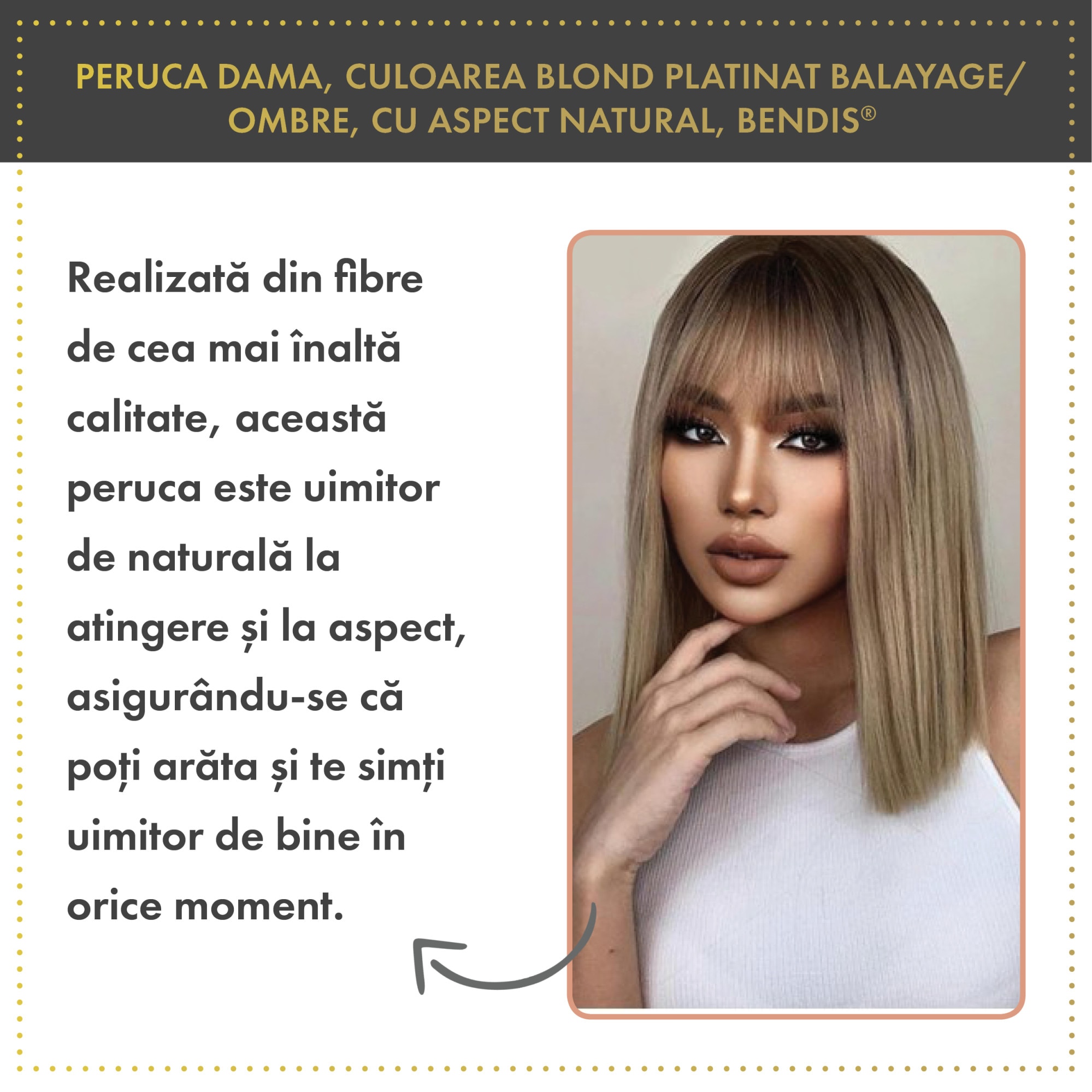 Peruca dama, culoarea Blond Inchis, fibra Premium Futura Heat cu aspect ...