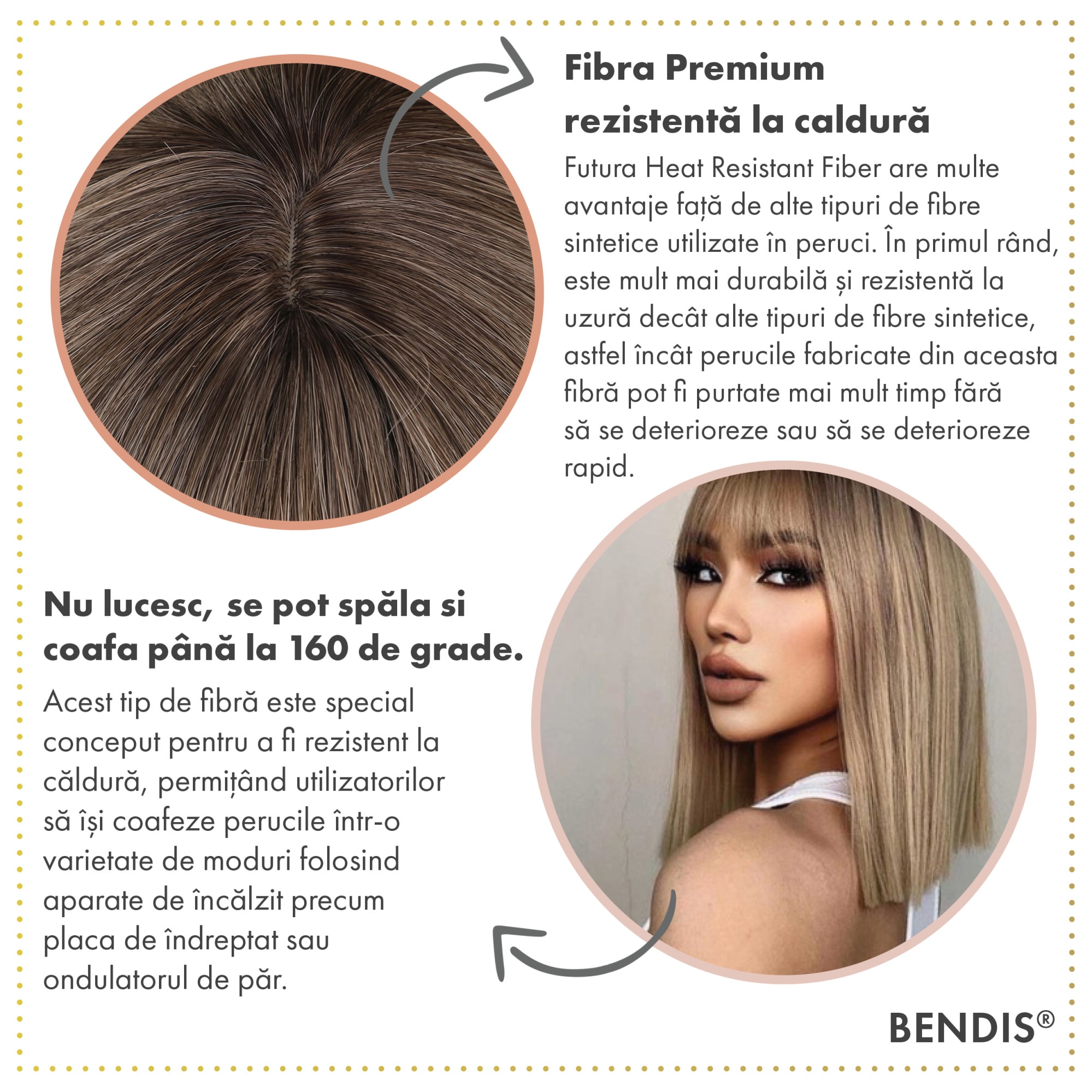 Peruca dama, culoarea Blond Inchis, fibra Premium Futura Heat cu aspect ...