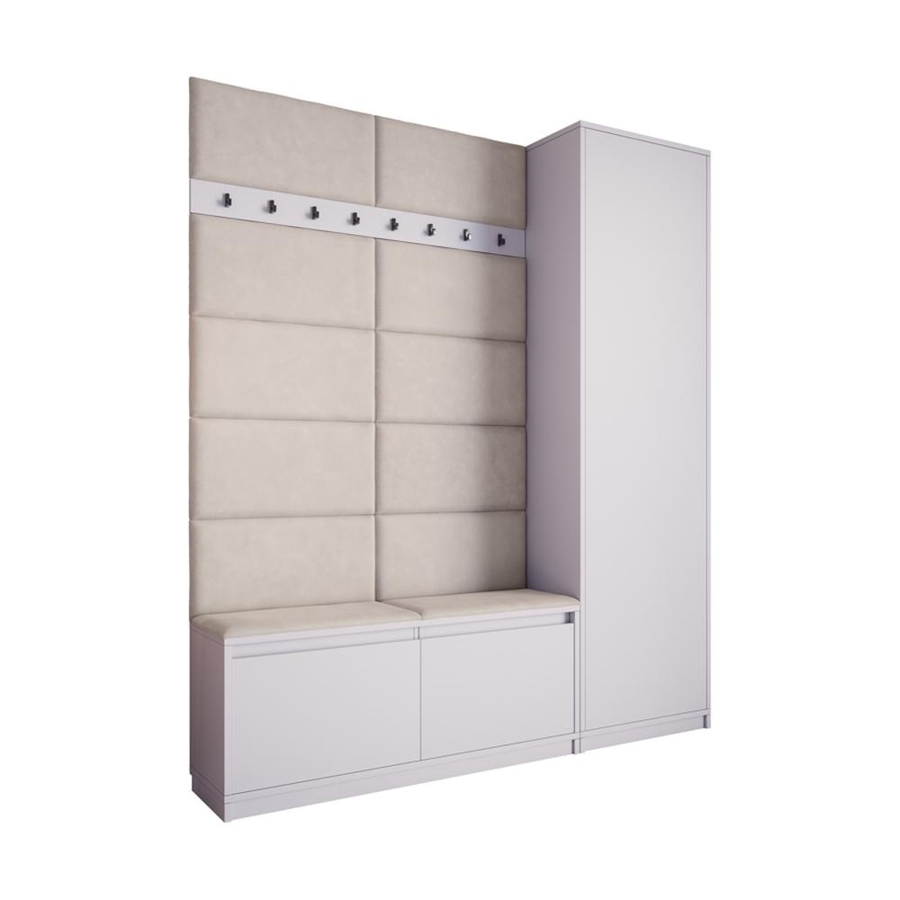 Cuier Klaus III, alb cu tapiterie bej, 180 x 205 x 33 cm - eMAG.ro