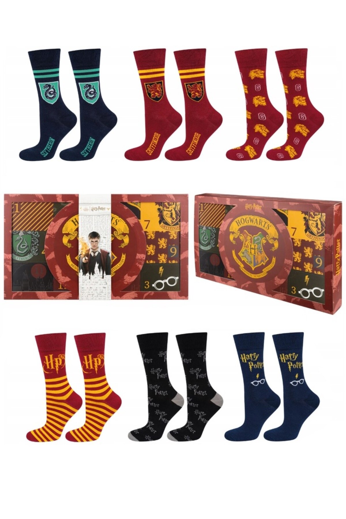 Calendar de Advent Harry Potter Hogwarts, set de 6 perechi de sosete ...