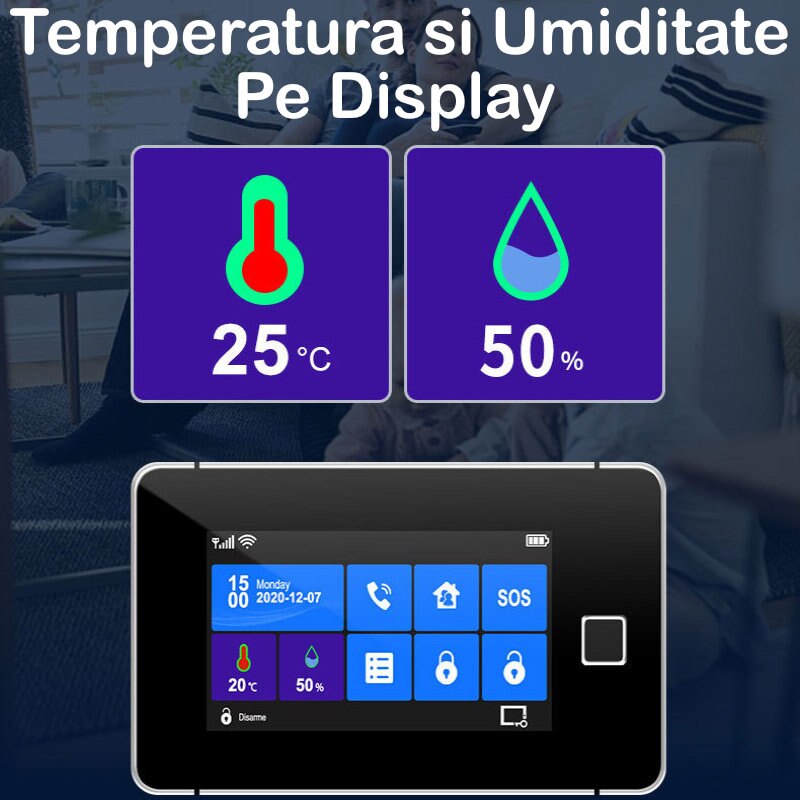 Sistem de alarma wireless IARMAC cu Amprenta, Wifi GSM, compatibil cu ...